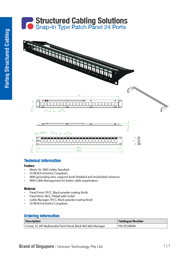 Snap In Type Patch Panel 24 Ports - Forteq Cabling Solution